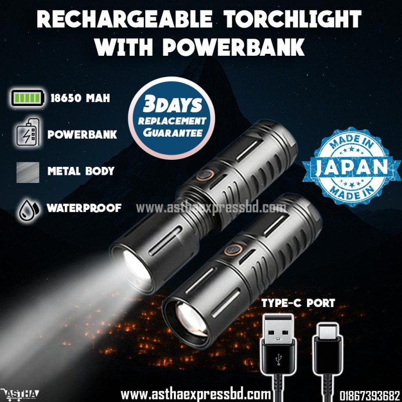 RECHARGEABLE LED TORCH LIGHT, WATERPROOF STRONG LED FLASHLIGHT WITH ...